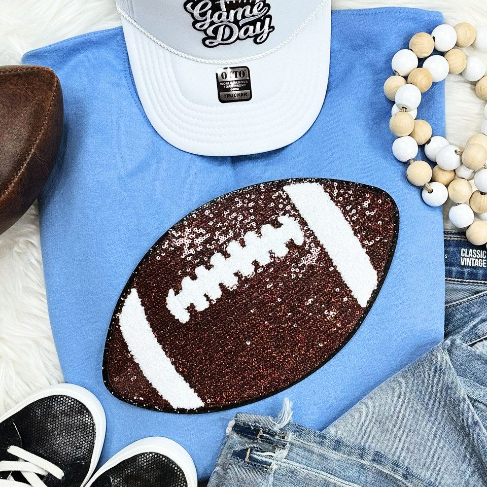 Sequin Football Hoodie - Embroidery Express - The Gift Box on Grand